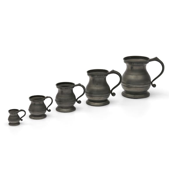 Bonhams Skinner : Set of Five Pewter Graduated Measures