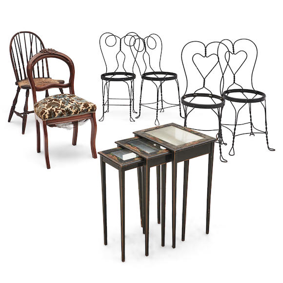 Bonhams Skinner Set Of Three Nesting Tables And Six Side Chairs