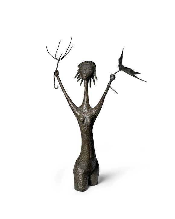 Bonhams : ÁNGEL BOTELLO (1913-1986) Girl Standing with Broken Umbrella ...