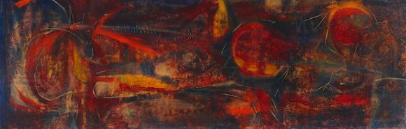 Bonhams : Traute Huycke (20th Century) Abstract 15 1/2 x 48 in. framed ...