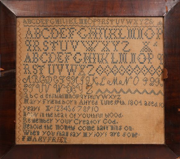 Bonhams Skinner : Mary Friend Sampler, Mary Friend (1804-91), York ...