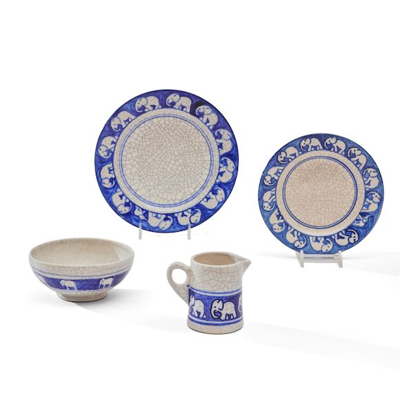 Bonhams Skinner : Four Dedham Pottery "Elephant" Pattern Tablewares ...