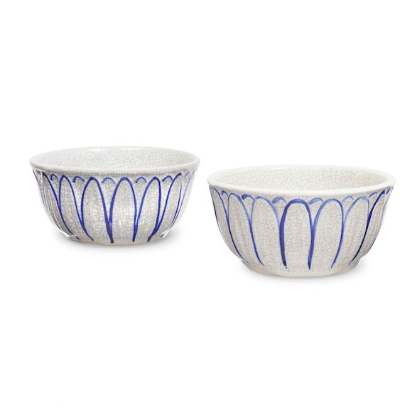 Bonhams Skinner : Two Dedham Pottery Lotus Pattern Bulb Bowls, Dedham ...