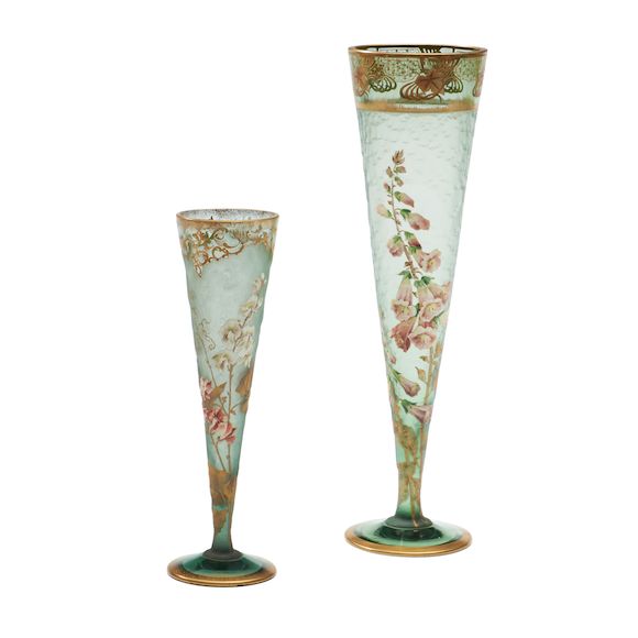 Bonhams Skinner : Two Mont Joye Art Glass Vases, France, late 19th ...