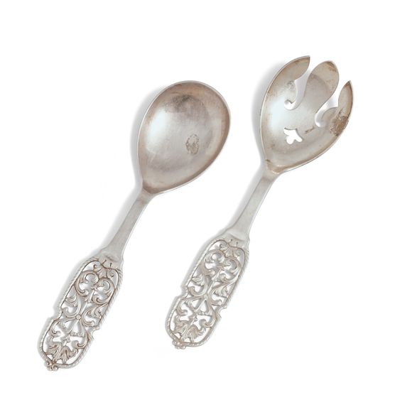 Bonhams Skinner : Theo Olsen Sterling Silver Salad Serving Set, Bergen ...