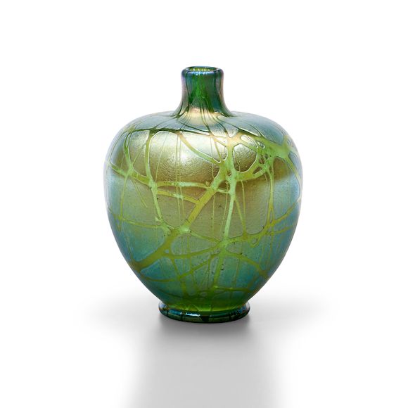 Bonhams Skinner : Iridescent Green Art Glass Vase Attributed to Loetz ...
