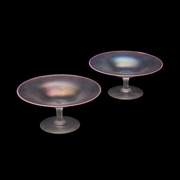 Bonhams Skinner : Pair of Steuben Verre de Soie Glass Compotes, Corning ...