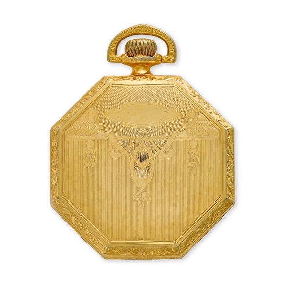 Bonhams : OMEGA. A GILT ENGRAVED OCTAGONAL DRESS WATCH WITH FANCY ...