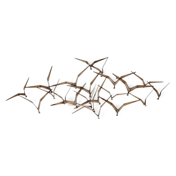 Bonhams Skinner : Curtis Jere Flock of Seagulls Brass-plated Relief ...