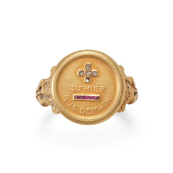 Bonhams Skinner : ALPHONSE AUGIS: AN 18K GOLD LOVE TOKEN RING