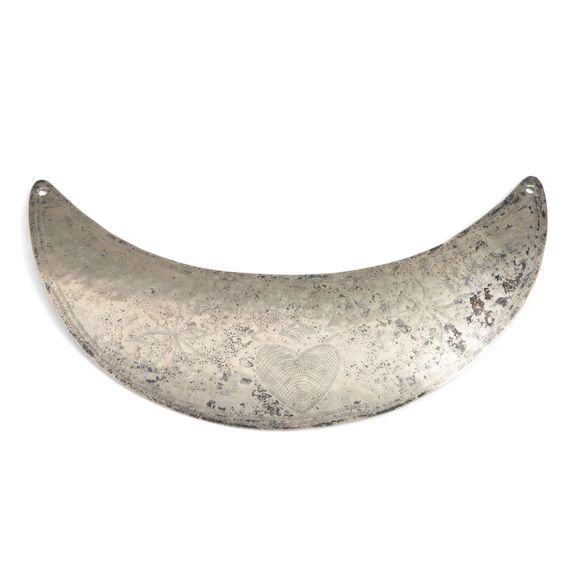Bonhams Skinner : A silver engraved gorget wd. 8 5/8, ht. 2 5/8 in.