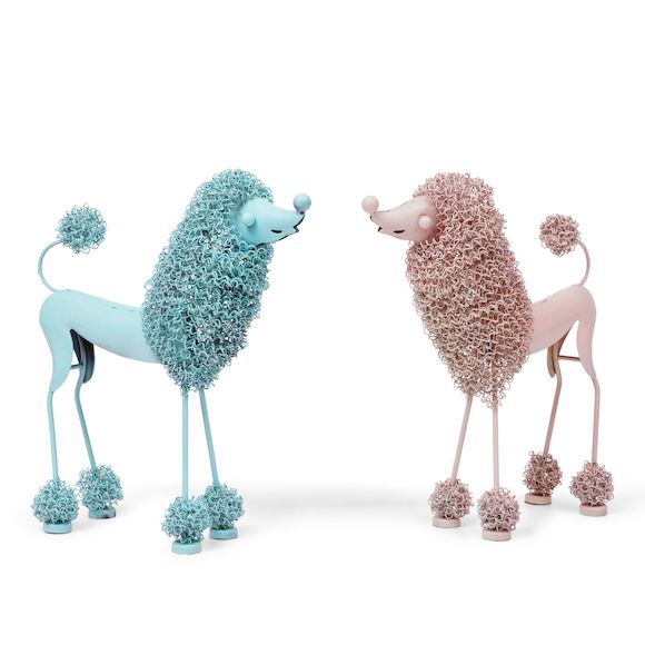 Bonhams Skinner : Two Modern Wire Poodle Sculptures
