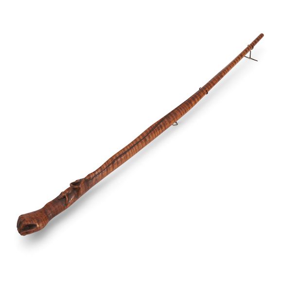 Bonhams Skinner : A Northeast figurative maple staff lg. 34 1/2 in.