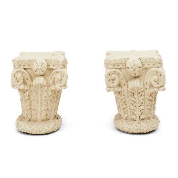 Bonhams Skinner : Pair of Carved and White-painted Corinthian Column ...