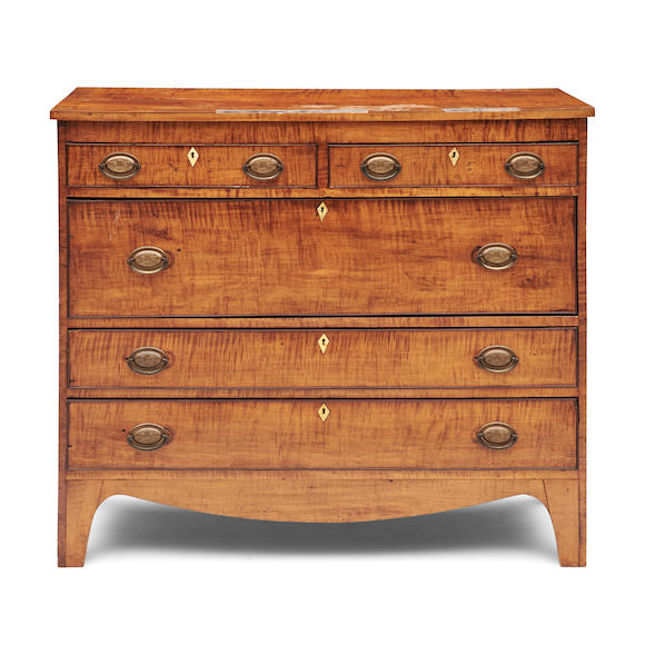 Bonhams Skinner Federal Style Tiger Maple Veneer Chest Of Drawers
