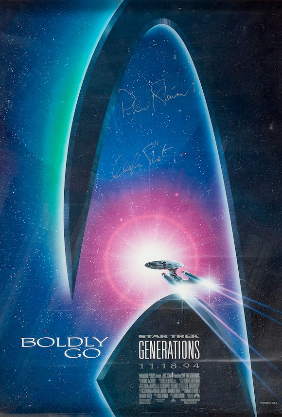 Bonhams : Star Trek: Generations "Boldly Go" Poster Signed by William ...