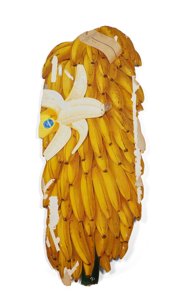 Bonhams Skinner : Double-sided Cardboard Banana Sign, 1920s.
