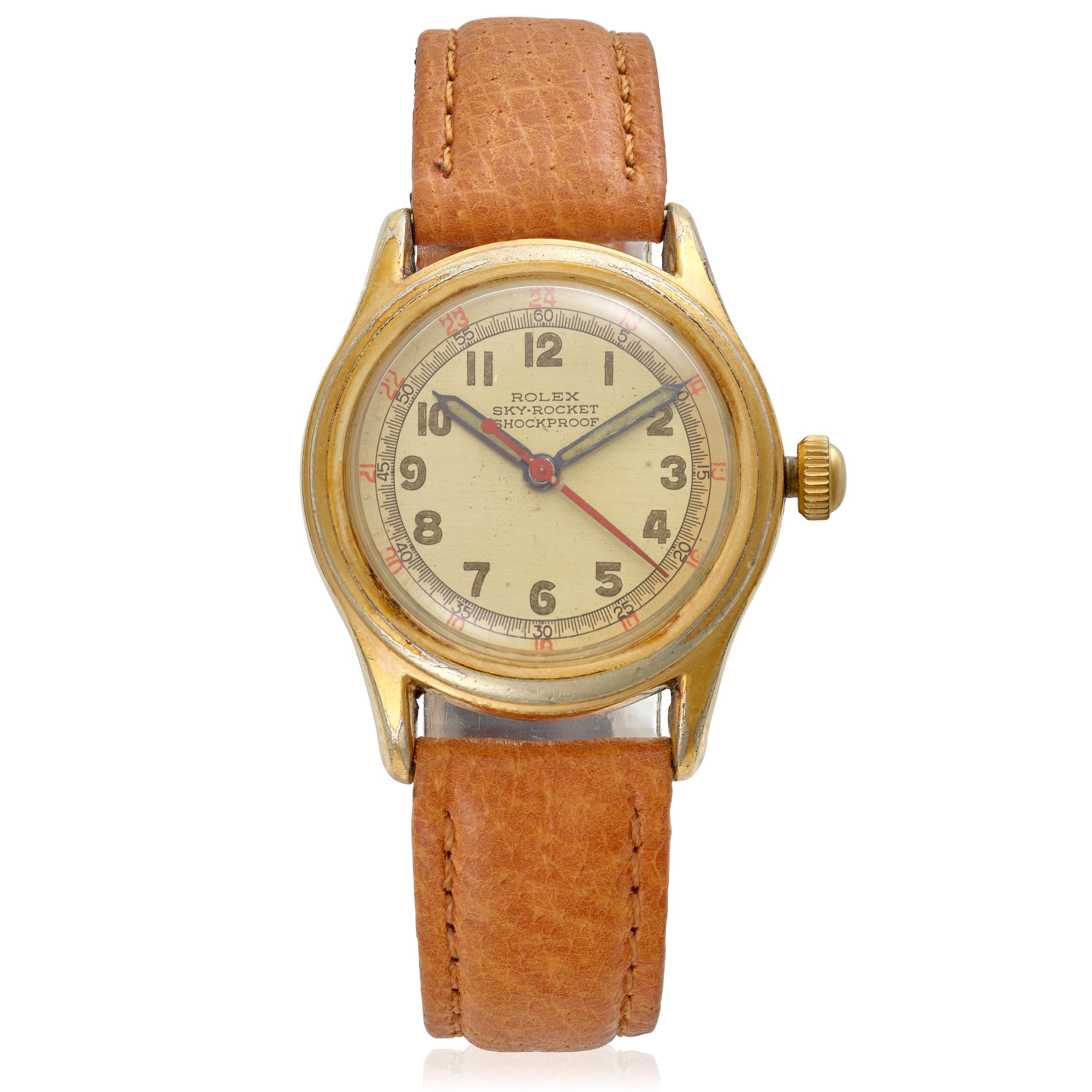 Bonhams : ROLEX. A RARE GOLD-FILLED MANUAL WIND WRISTWATCH Sky-Rocket ...