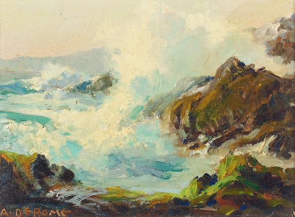 Bonhams : Albert Thomas DeRome (1885-1959) Monterey Bay from Tank Farm ...