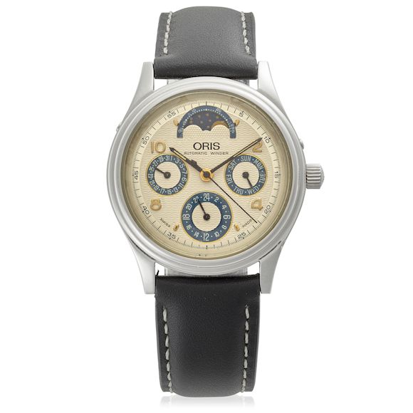 Bonhams : ORIS. A STAINLESS-STEEL AUTOMATIC CALENDAR WATCH WITH 24-HOUR ...