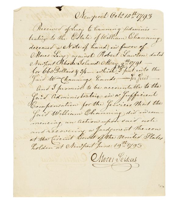 Bonhams : TO BIGOTRY NO SANCTION, TO PERSECUTION NO ASSISTANCE. SEIXAS, MOSES. 1744-1809 ...
