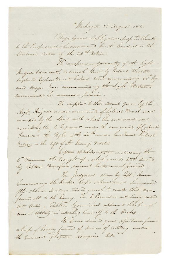 Bonhams : WAR OF 1812 BLADENSBURG AND THE BURNING OF WASHINGTON ...