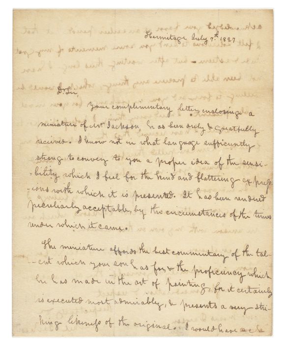 Bonhams : REGARDING A PORTRAIT MINIATURE OF ANDREW JACKSON. JACKSON ...