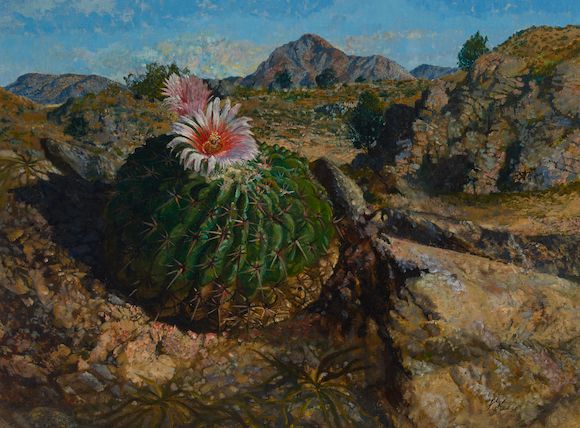 Bonhams : Travis Keese (born 1932) Desert Cactus 21 x 27 in. framed 30 ...