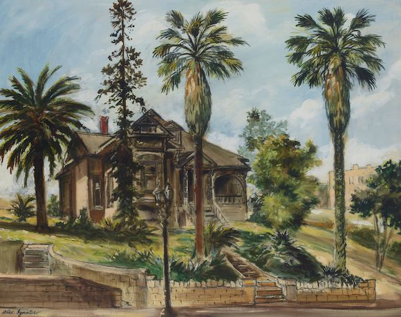 Bonhams : Alexander Ignatiev (1913-1997) Street with Old Mission ...