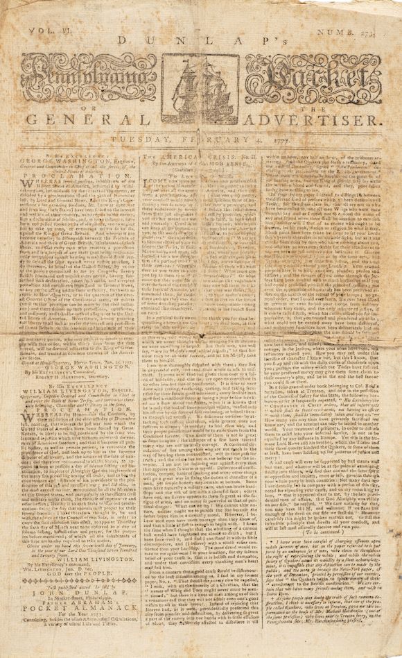 Bonhams : WASHINGTON'S RESPONSE TO HOWE'S PROCLAMATION. WASHINGTON ...