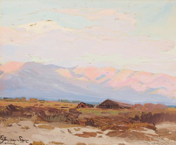 Bonhams : Fred Grayson Sayre (1879-1939) Cabin in the Desert sight 8 x ...