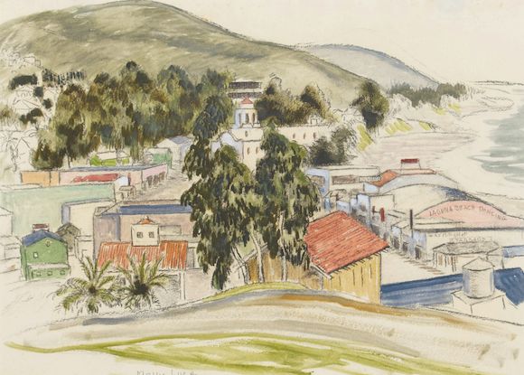 Bonhams : Molly Luce (1896-1986) Downtown Laguna Beach sight 10 1/2 x ...
