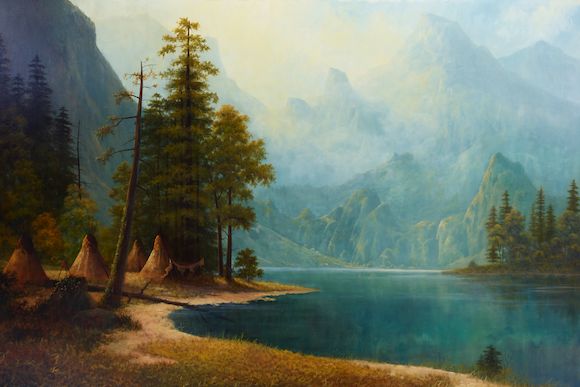 Bonhams : Robert De Leon (born 1953) Native American Encampment 40 x 60 ...