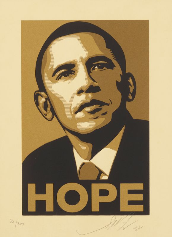 Bonhams : Shepard Fairey (born 1970); Obama Hope Gold, from Artists for ...