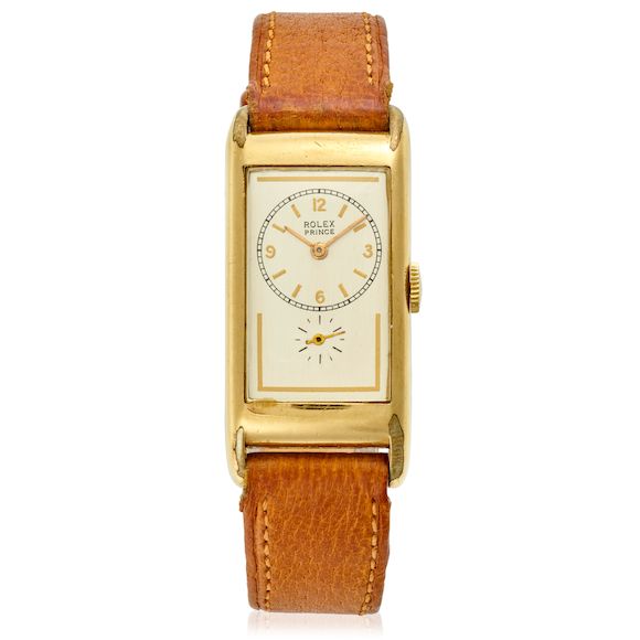 Bonhams : Rolex. A gold plated manual wind rectangular wristwatch ...