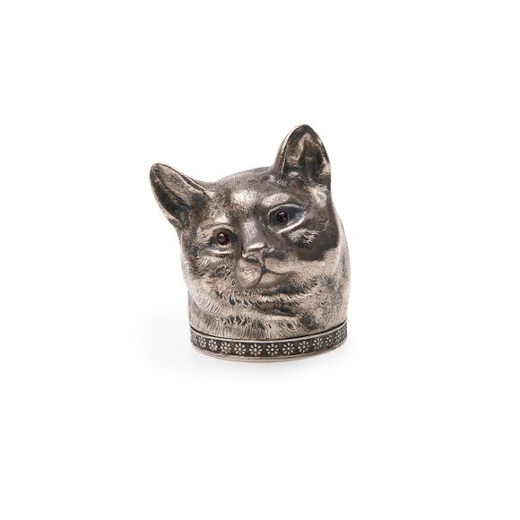 Bonhams Skinner : Continental Silver Cat's Head Box,