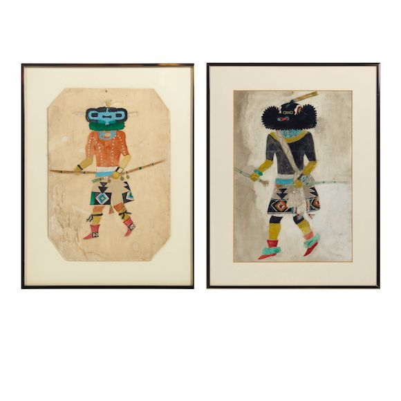 Bonhams : Two Zuni katsina paintings
