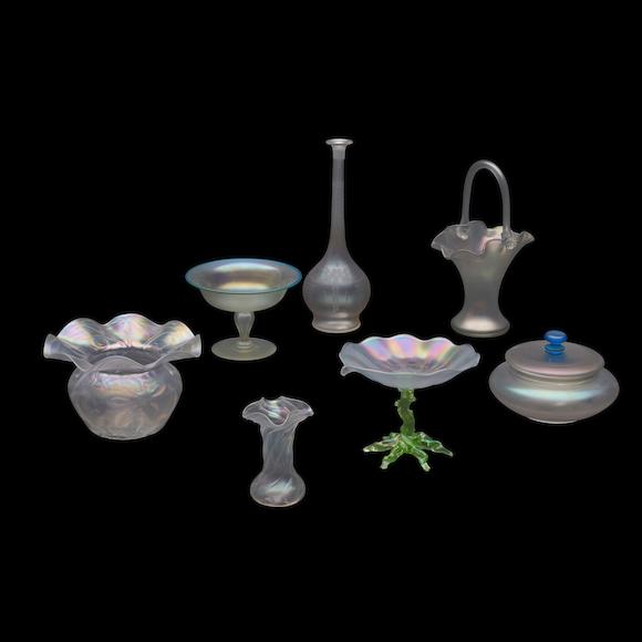 Bonhams Skinner Seven Pieces Of Clear Iridescent Glass