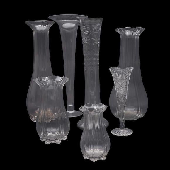 Bonhams Skinner Seven Clear Glass Floor Vases