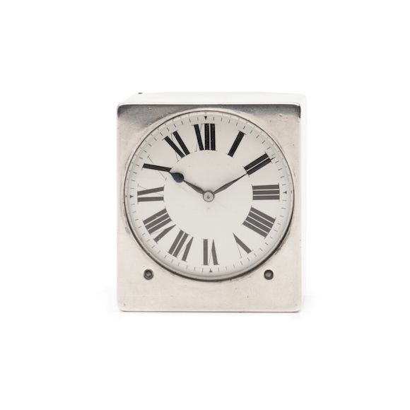 Bonhams Skinner : FRENCH .950 SILVER TRAVEL CLOCK