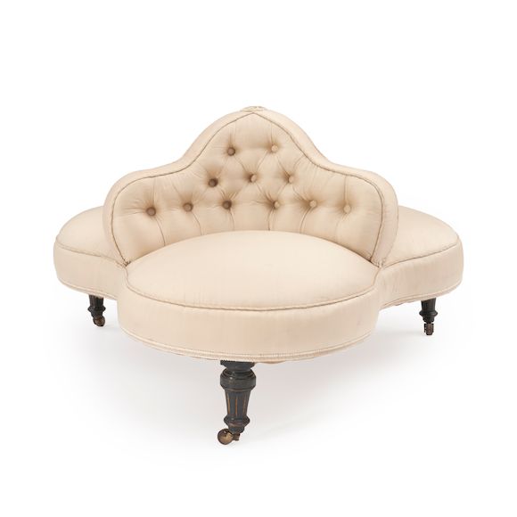 Bonhams Skinner : Upholstered Victorian Borne Settee, 19th century,