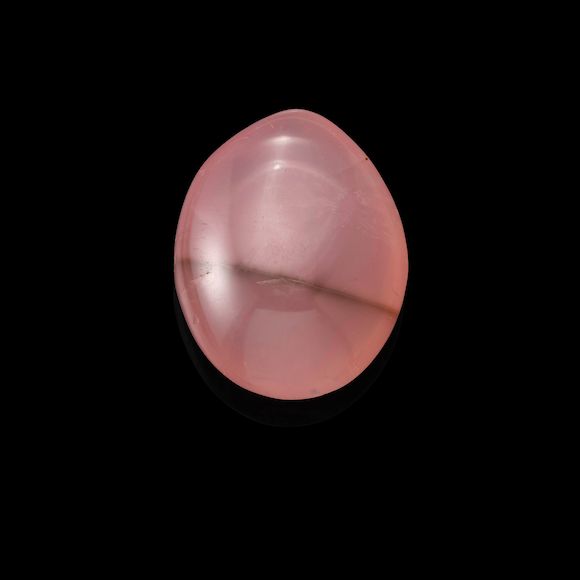 Bonhams : Banded Rose Quartz Cabochon--A Member of the 100 Carats Club