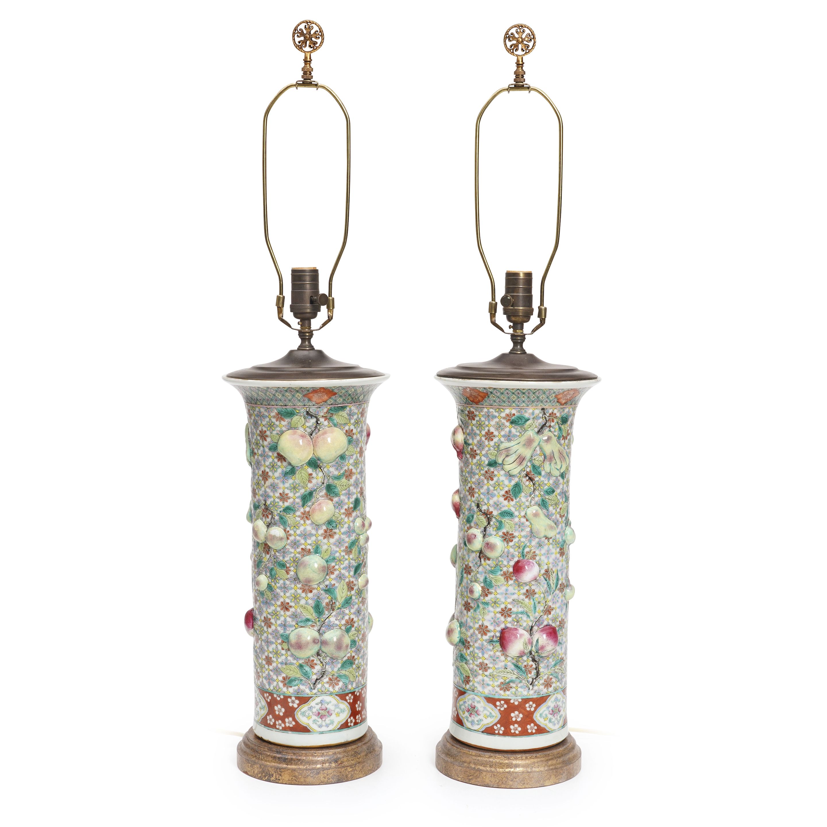 Bonhams Skinner : Pair of Chinese Porcelain Lamp Bases, 19th century,