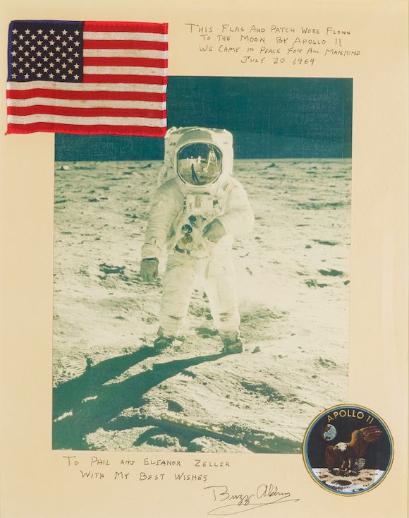 Bonhams : APOLLO 11: MOON-FLOWN U.S. FLAG AND INSIGNIA PRESENTED BY ...