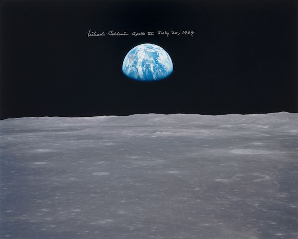 Bonhams : APOLLO 11: MICHAEL COLLINS SIGNED EARTH RISE. Large format ...