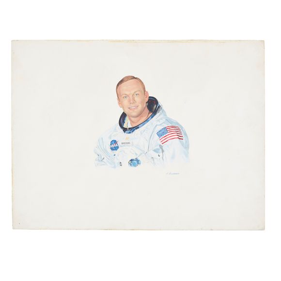 Bonhams : NEIL ARMSTRONG PAINTED PORTRAIT BY NASA ARTIST RAYMOND ...