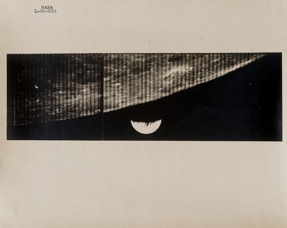 Bonhams : LUNAR ORBITER I: THE FIRST IMAGE OF THE EARTH AS SEEN FROM ...