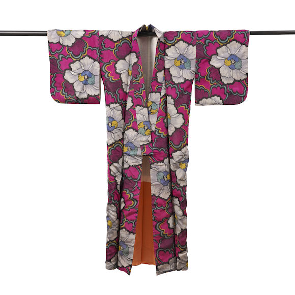Bonhams Skinner : Woman's lined Kimono Japan 48 in. x 57 in.
