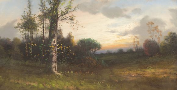 Bonhams Skinner : Edwin Allsaints Gates (1875-1950) Sunset Landscape 13 ...