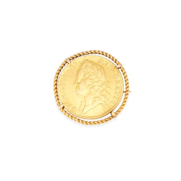 Bonhams : AN 18K GOLD AND GOLD COIN BROOCH